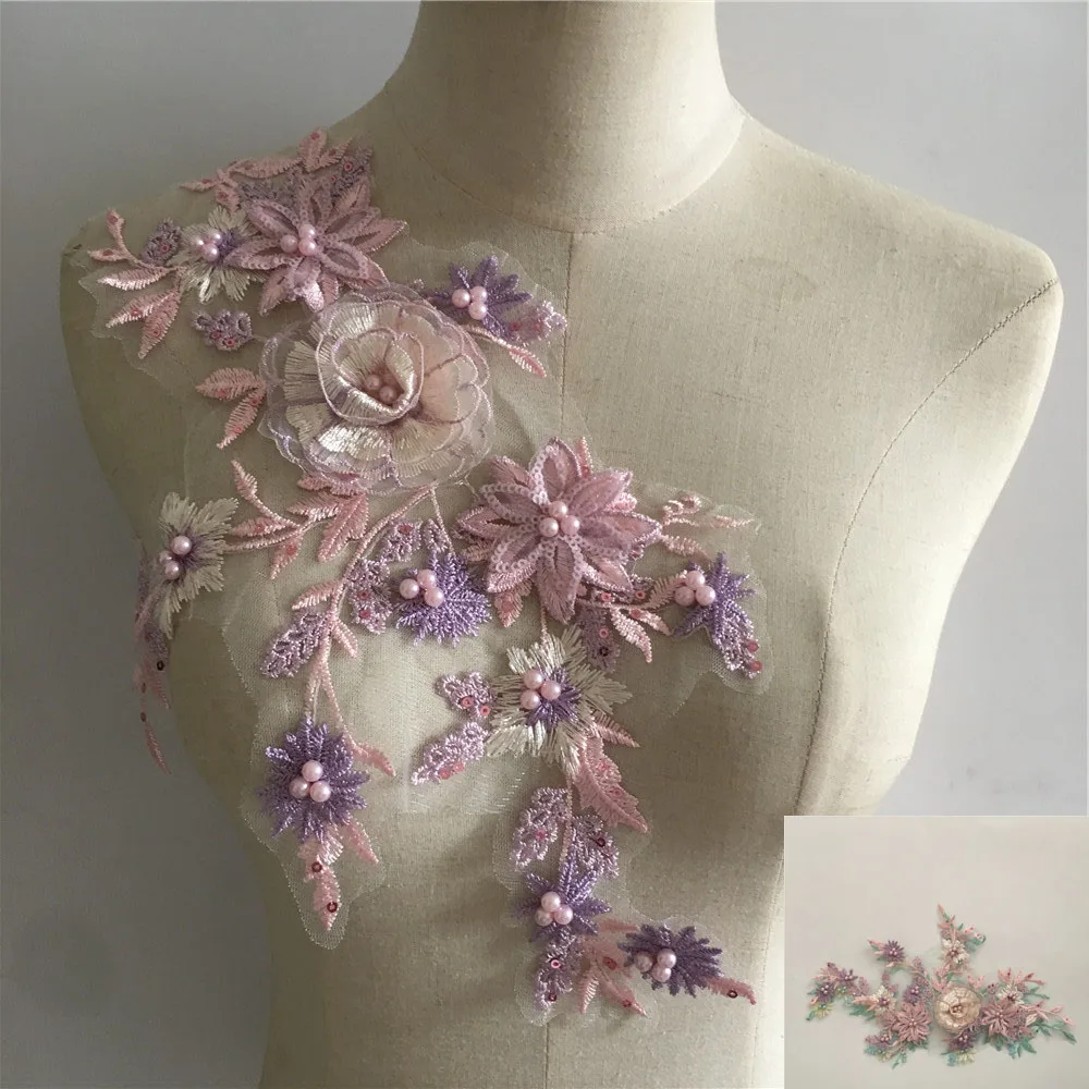 Lace Embroidered Flower Pearl | Embroidered Collars Sewing | Abs ...