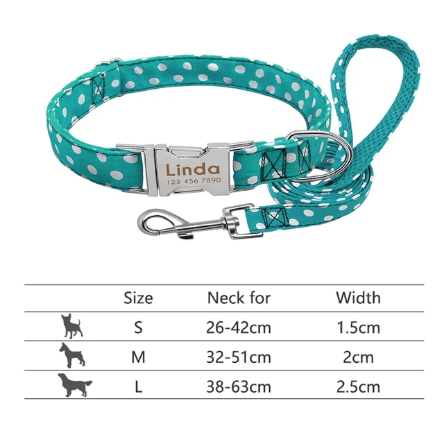 Personalized Dog Collar and Leash Set Reflective Nylon Pet Collars Lead ...
