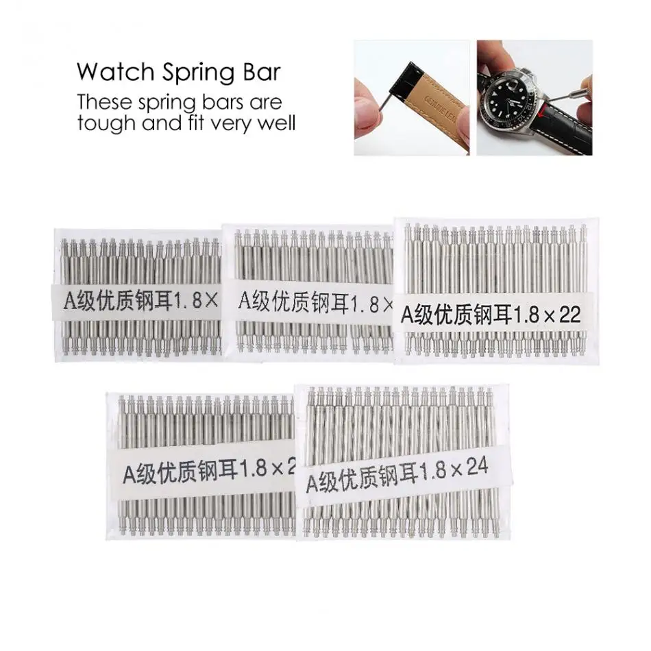 20Pcs/set 19 24mm Steel Watch Spring Bars Strap Link Pins 1.8mm Watch ...