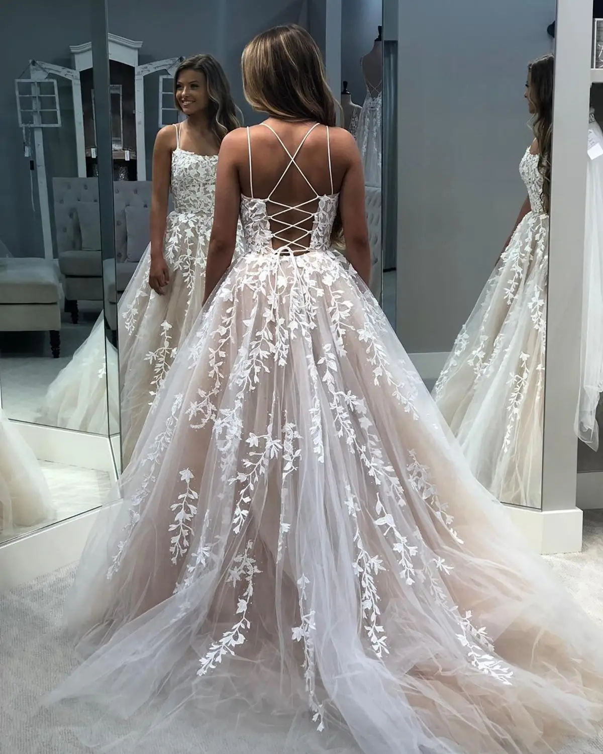 Sheer Overlay Wedding Dresses