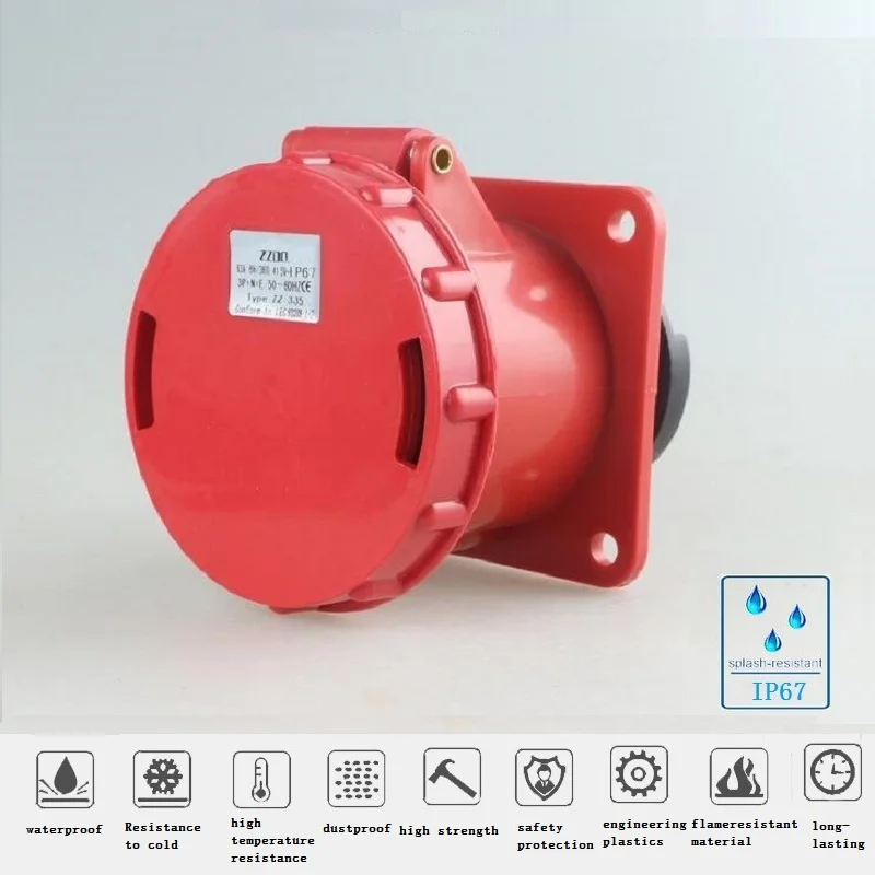 63A 5Pin Germany Three-phase Five hole Socket AC 220V/-380V Male Female ...