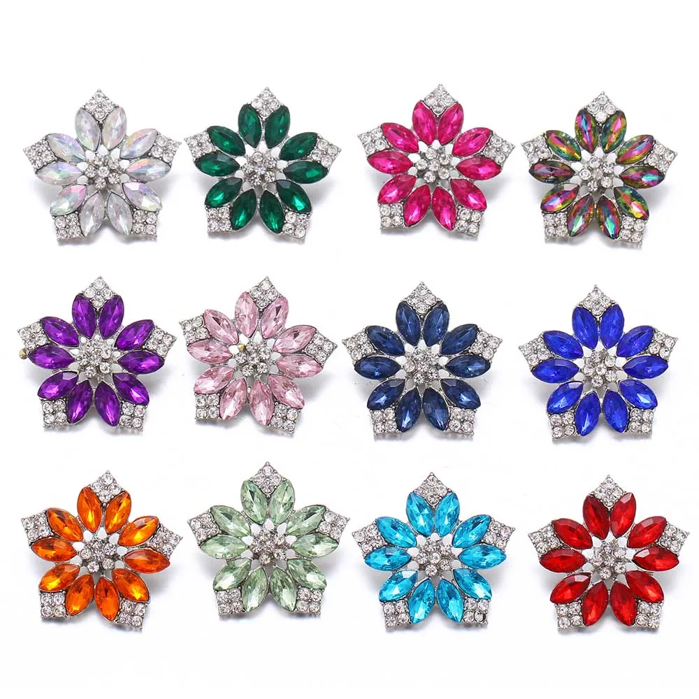 5pcs/lot New Snap Jewelry 18mm Snap Buttons Mixed Rose Gold Crystal ...