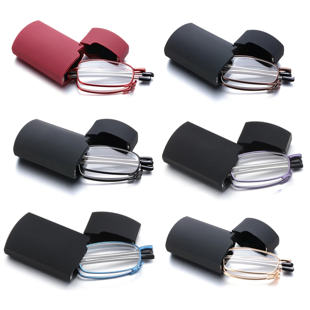 Fashion Folding Reading Glasses With Case Men Women Portable Metal ...