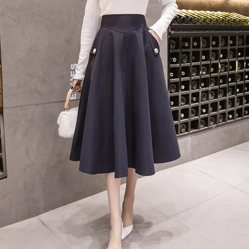 Женская трапециевидная юбка средней длины с высокой талией, большие ...