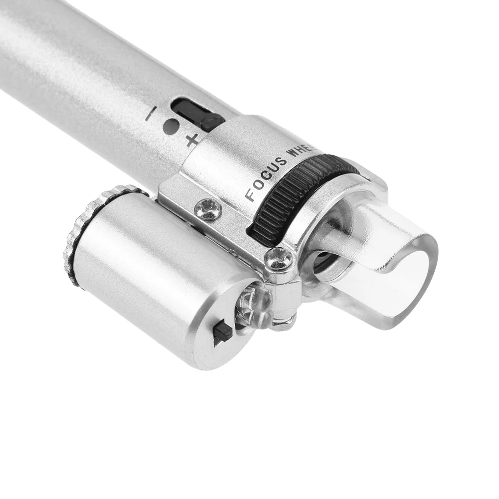 Mini Pen Magnifying Glass 100X LED Light Jewelry Loupe Microscope With ...