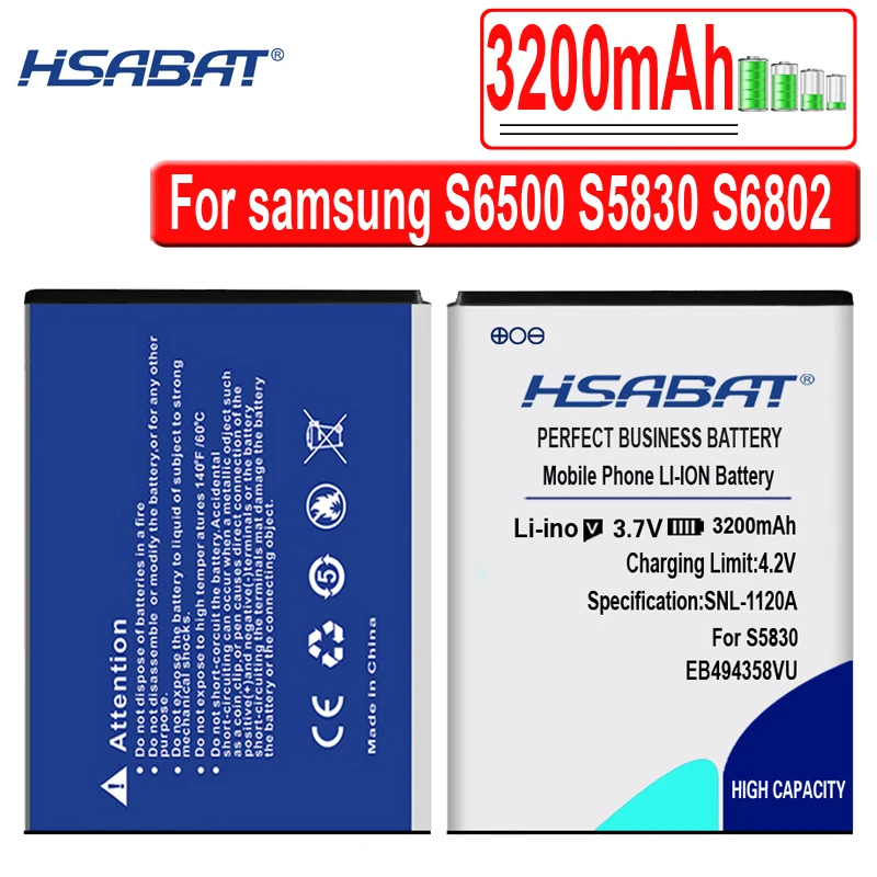 HSABAT EB464358VU 3200mAh Battery for Samsung Galaxy Y Duos S6102 Mini ...