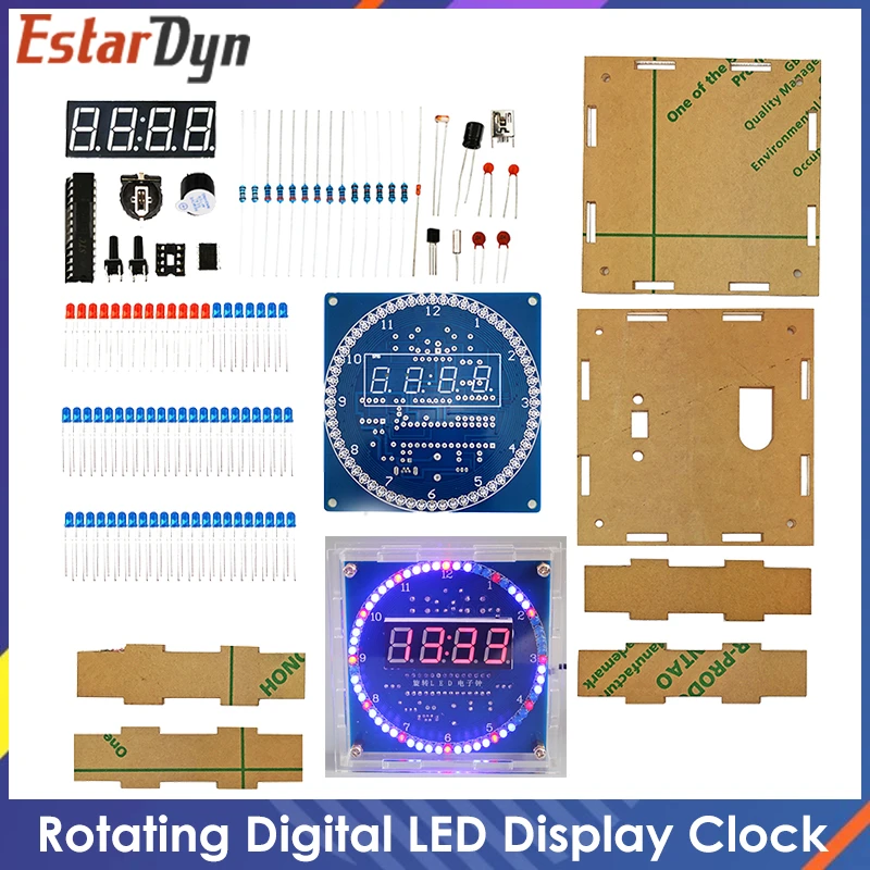 Diy Rotating Digital Led Display Module Alarm Electronic Digital Clock Kit 51 Scm Learning Board ...
