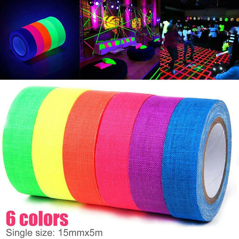 6 Rolls Luminous Tape Safety Warning Uv Reactive Tape Blacklight ...