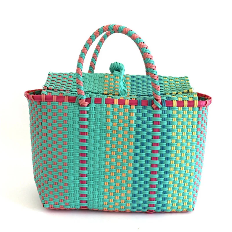 3-color-Women-Durable-Weave-Beach-Bag-Woven-Bucket-Bag-Casual-Tote ...