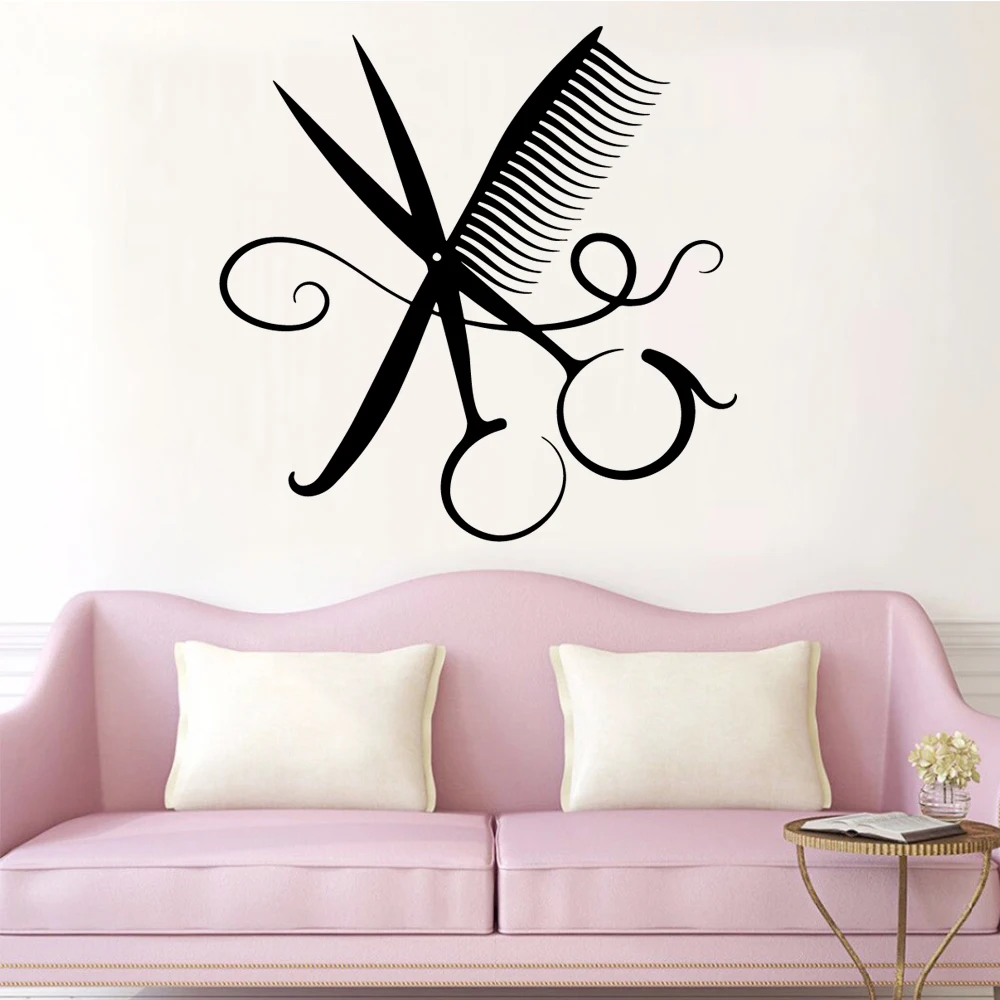 Fashion Hair Salon Sticker Wall Decals For Haircut Room Wall Stickers ...