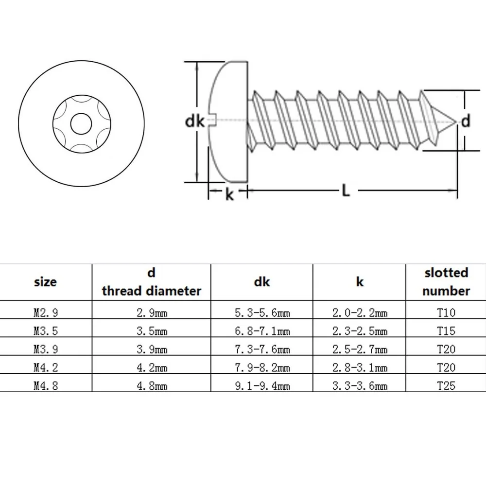 VIS,M2.9-8mm--Vis à bois autotaraudeuse à Six lobes en acier inoxydable 304 A2 70, M2.9 M3.5 M3 ...