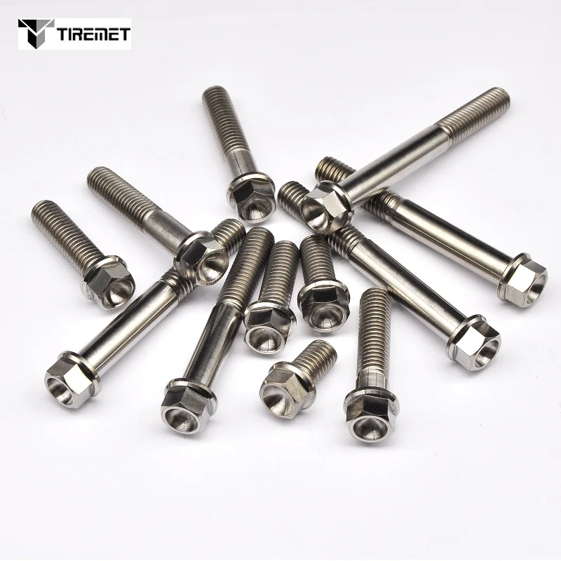 1Pcs Titanium Bolts Flange Hex Head Screw Silver M6 M8x10 15 16 18 20 ...