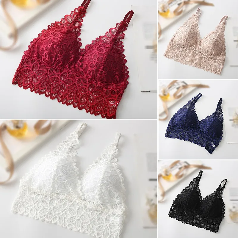 Women's Lace Bralette Female French Style Beauty Back Lace Triangle ...