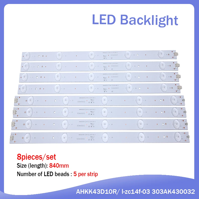 100-NEW-8Pieces-lot-5LEDS-840mm-LED-backlight-strip-for-Led-43b550-LCD ...