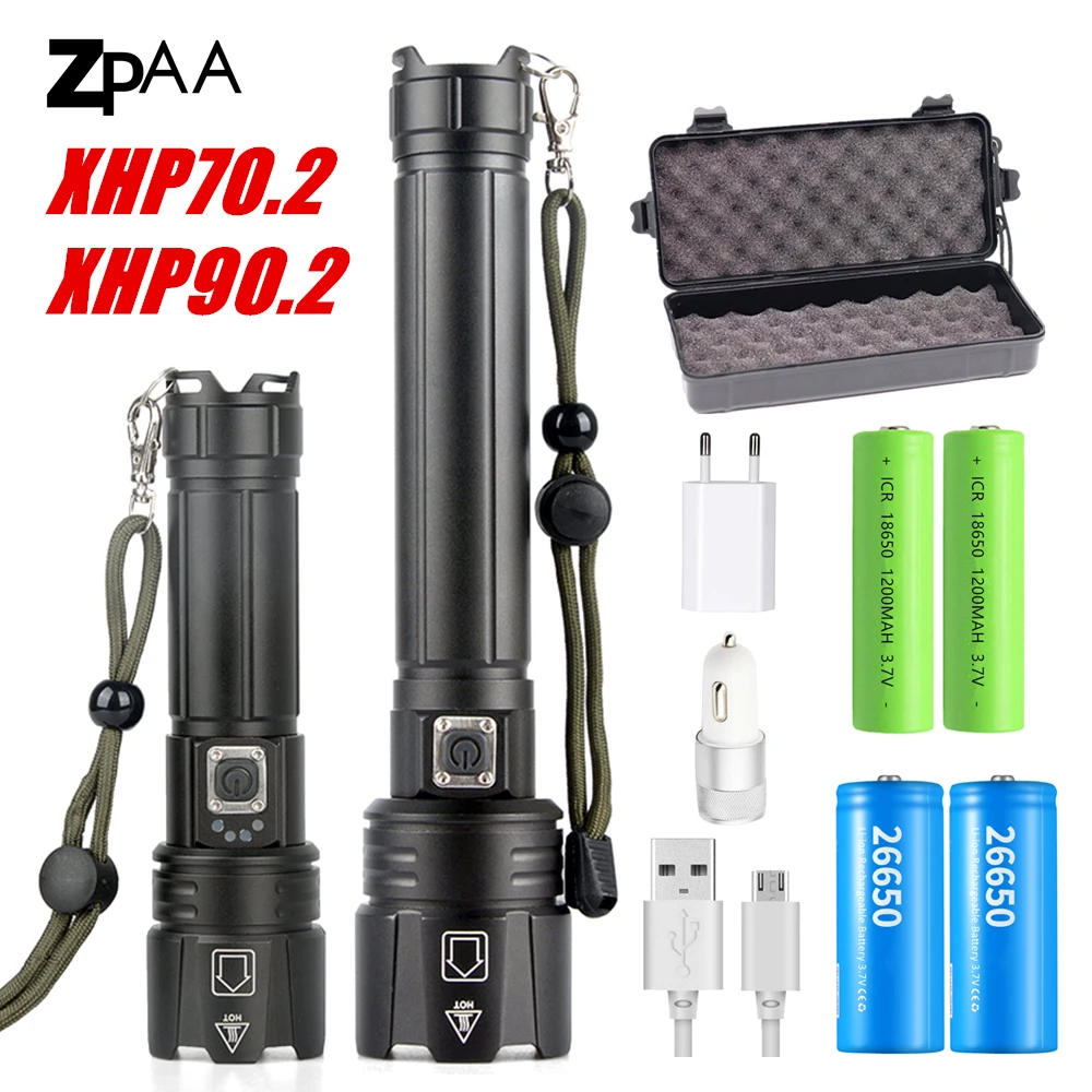 XHP90.2 XHP70.2 LED Flashlight Tactical Waterproof Torch Zoom Hunting ...