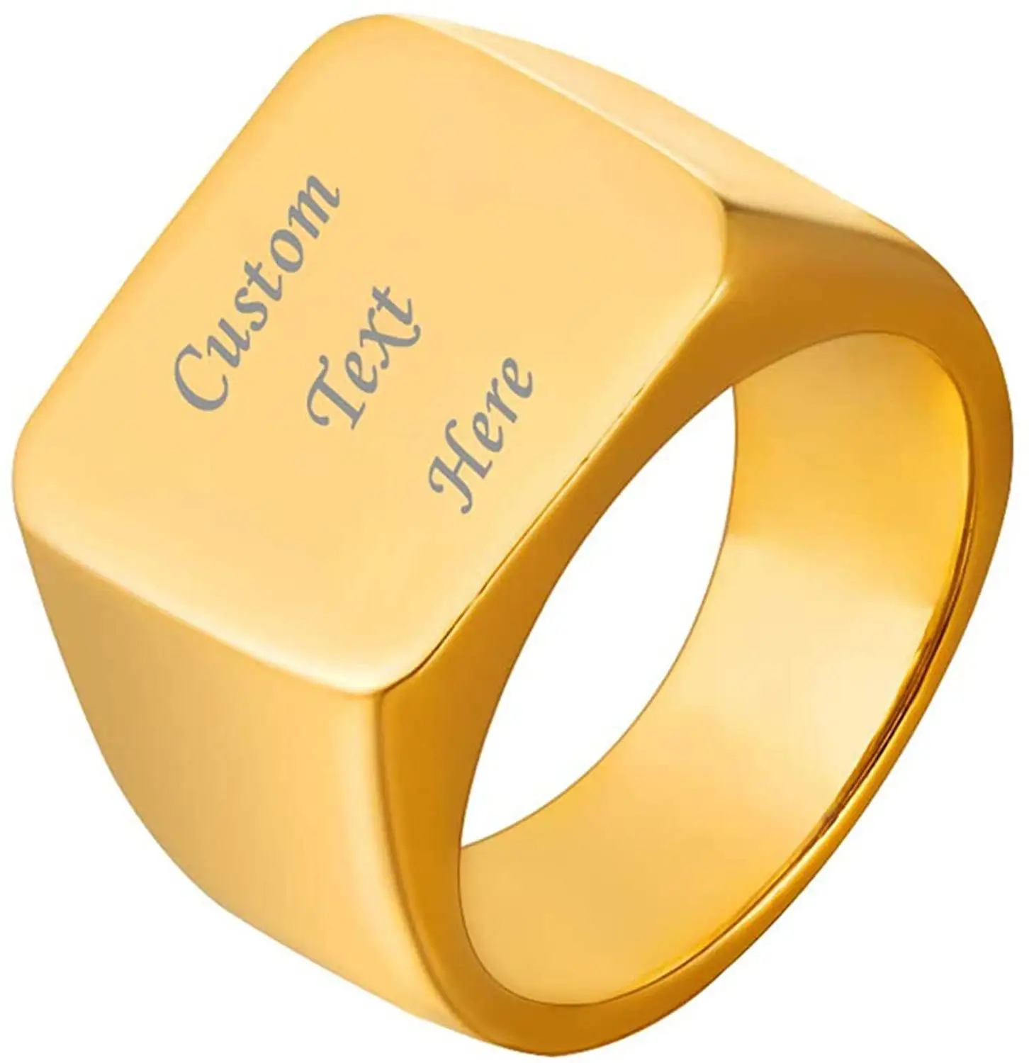 U7 Customize Stainless Steel Rings For Men Jewelry Gold Color Ring ...