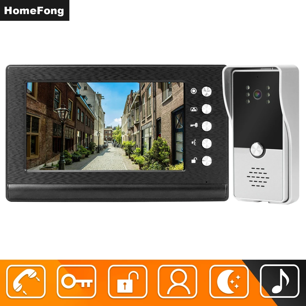 Homefong Sistema de videoportero con cable, videoportero de 7 pulgadas ...