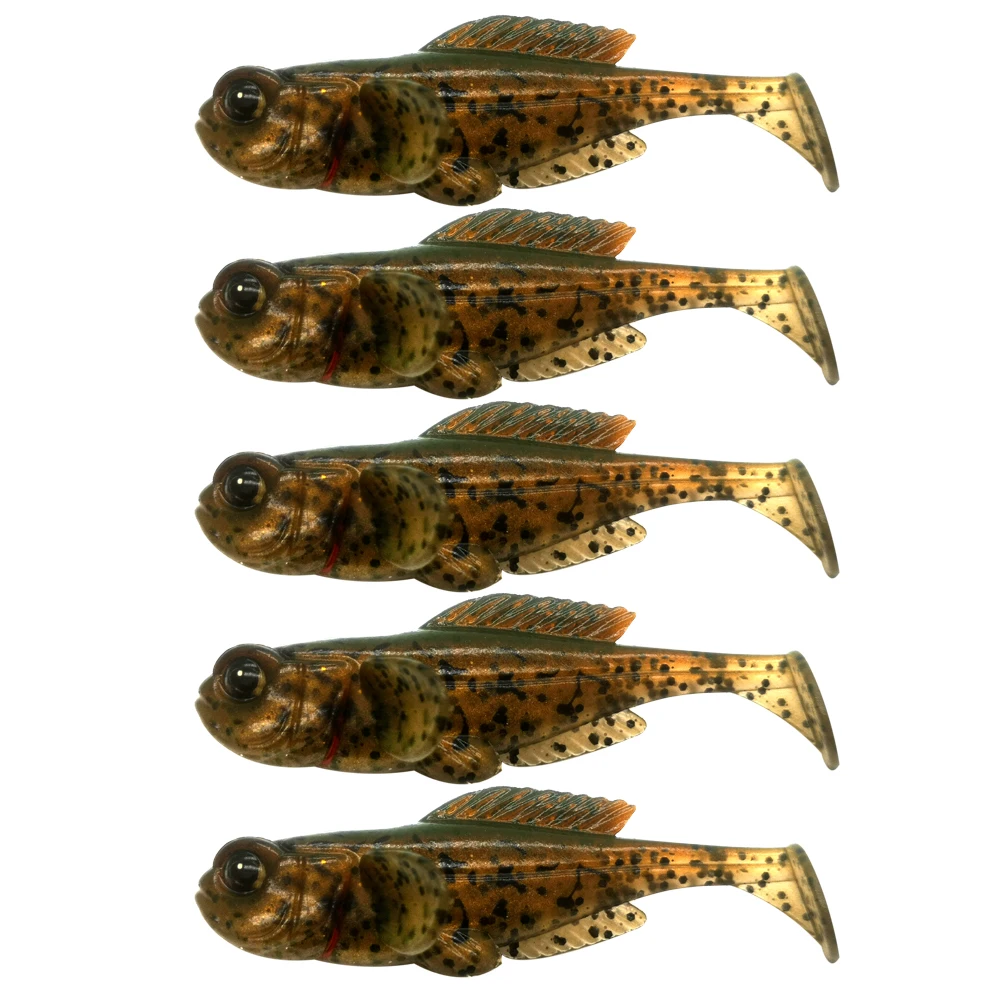 5pcs/Pack 80mm 9.5g Ultra Realistic Design Goby Paddle Soft Lure Fish ...