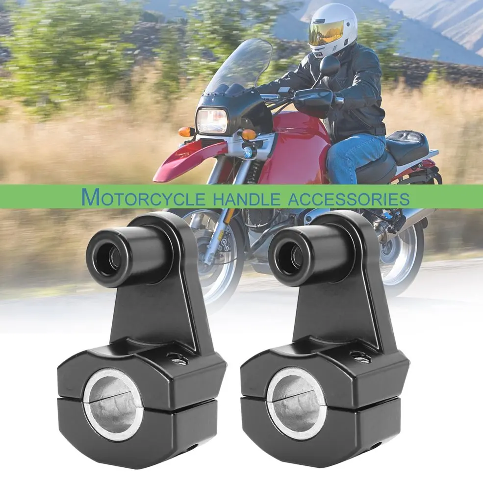 2PCs Universal Motorcycle HandleBar Front Handle Fat Bar Mount Clamps Riser Anodized Finish ...
