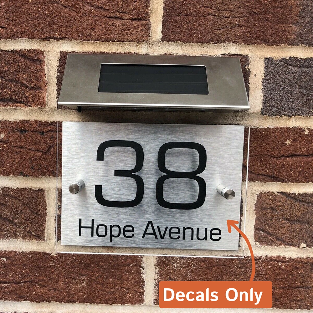 Custom Numbers Decal Solar Light Door Sign House Sign Sticker Rubbish ...