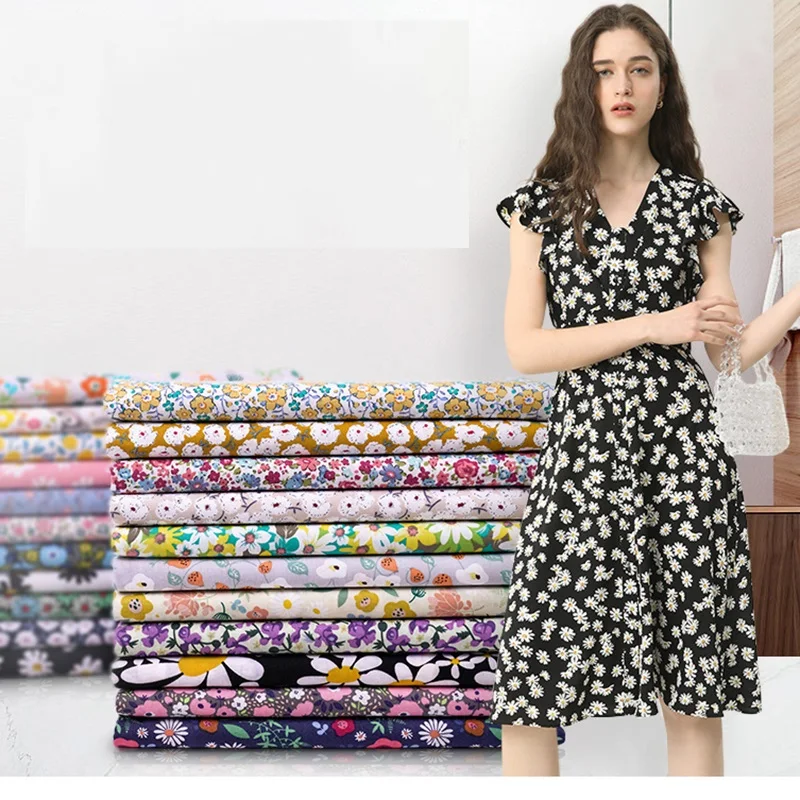 Tela de popelina de algodón con estampado Floral, materiales para ropa ...