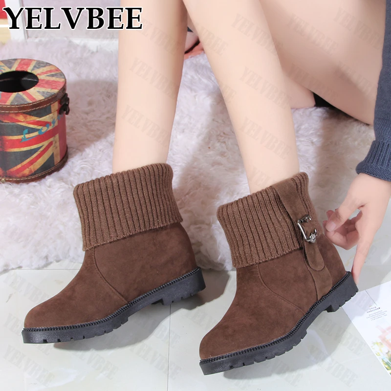 Mulheres apartamentos meia botas 2021 designer de inverno nova camurça ...