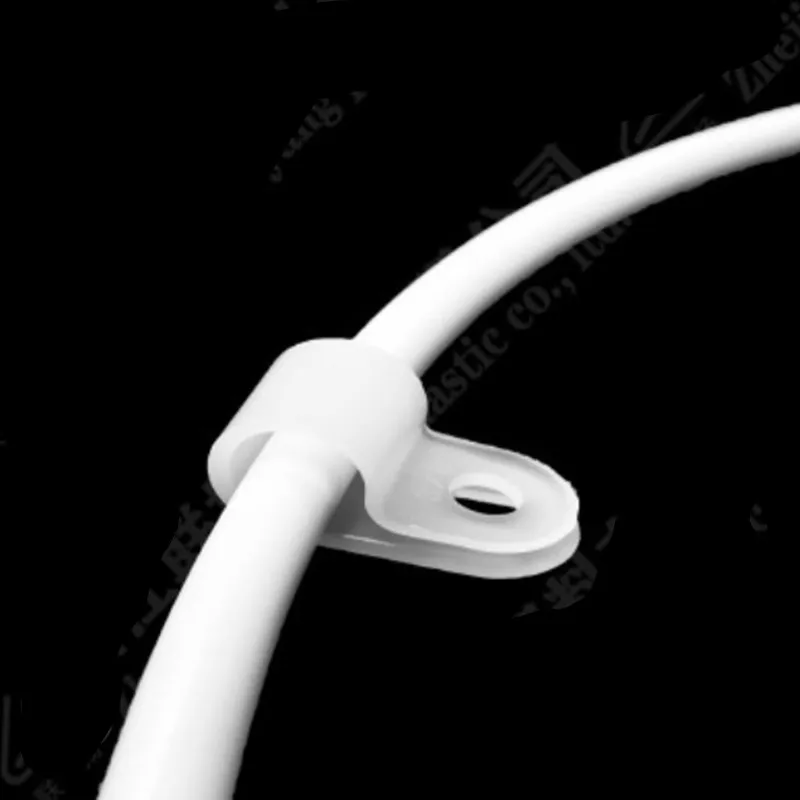 1000PCS/lot Plastic P Clips Black Hose Fasteners Cable Durable R-Type Nylon Cable Clamp Mounting ...
