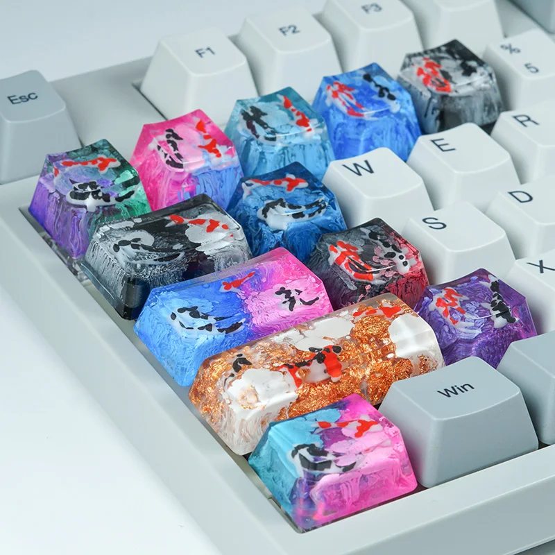 Custom-Resin-Keycaps-For-Mechanical-Keyboard-Scenery-Koi-Key-Cap-Gaming ...