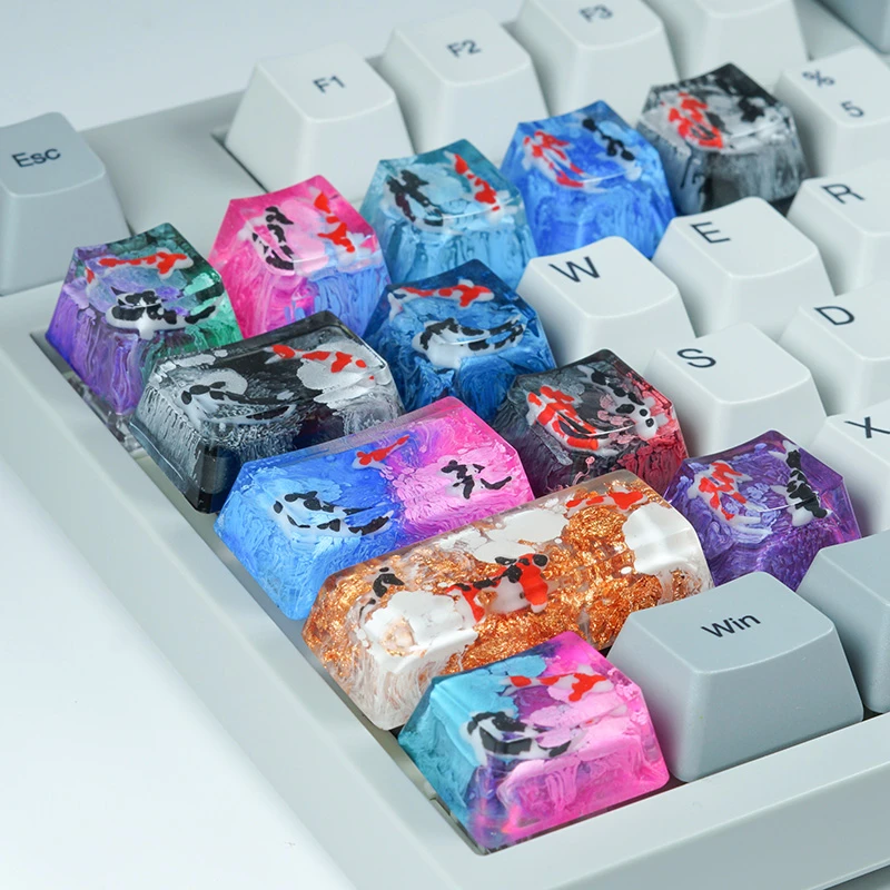 Custom Resin Keycaps For Mechanical Keyboard Scenery Koi Key Cap Gaming ...