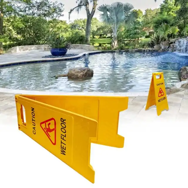 Caution Wet Floor Sign In Pool