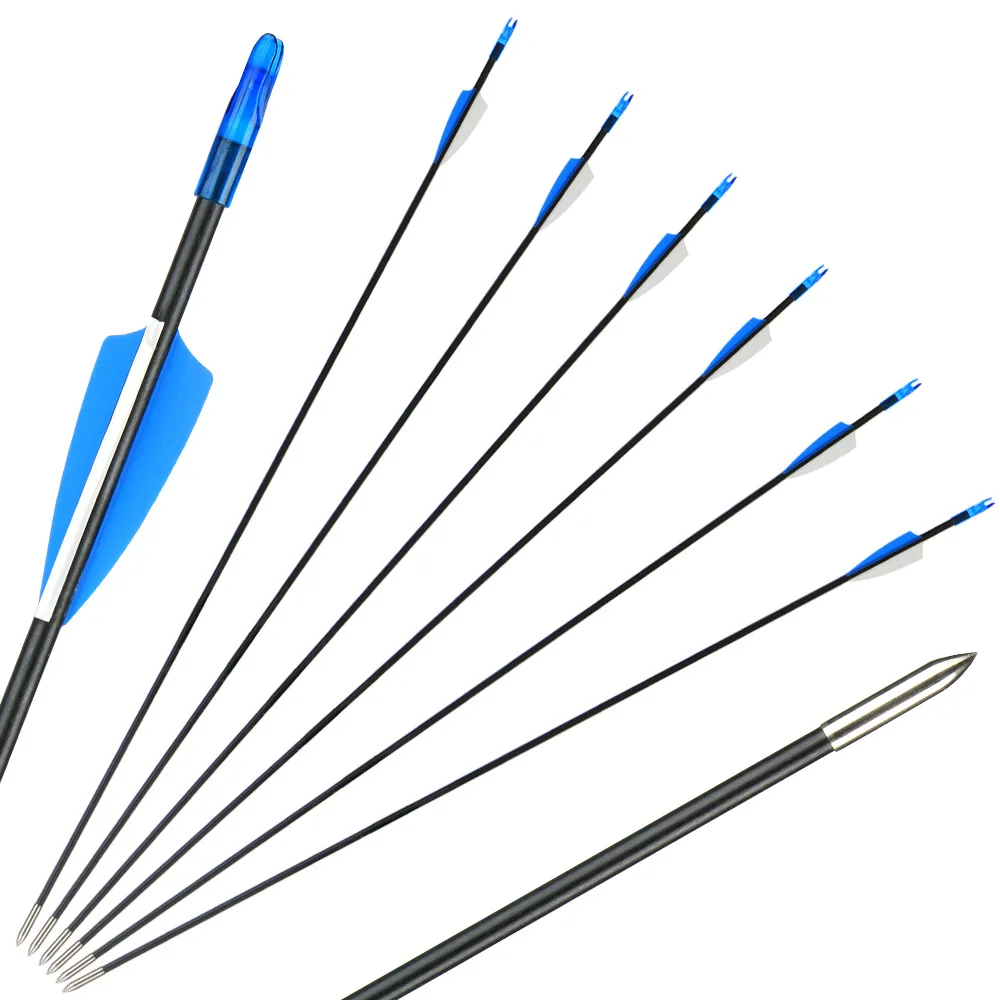 12pcs Archery Fiberglass 6 Mm Arrow with Plastic Feather Nock Steel ...