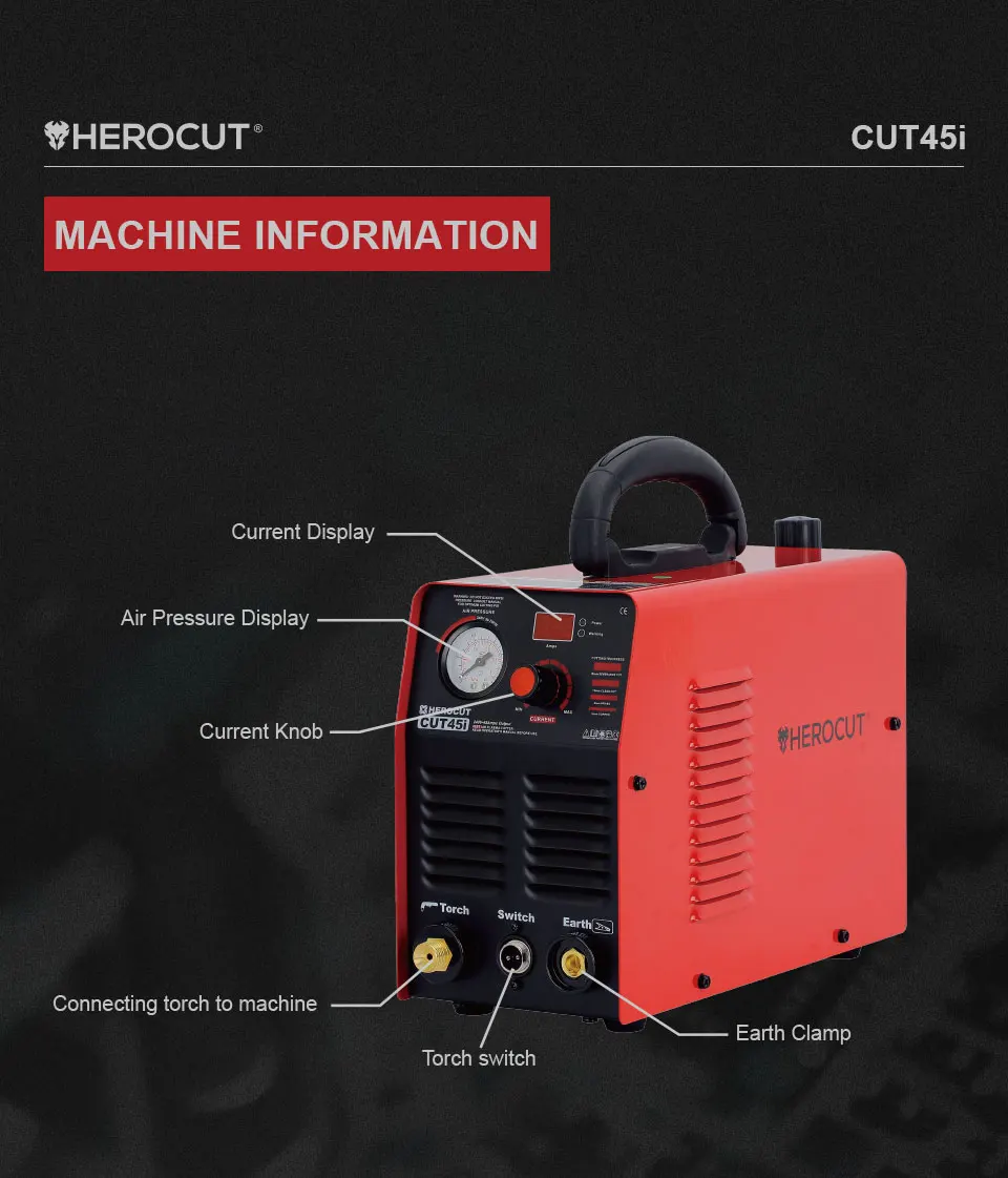 IGBT плазменный резак Cut45 CUT45i 220V HeroCut аппарат для воздушно-плазменной резки 10 мм ...