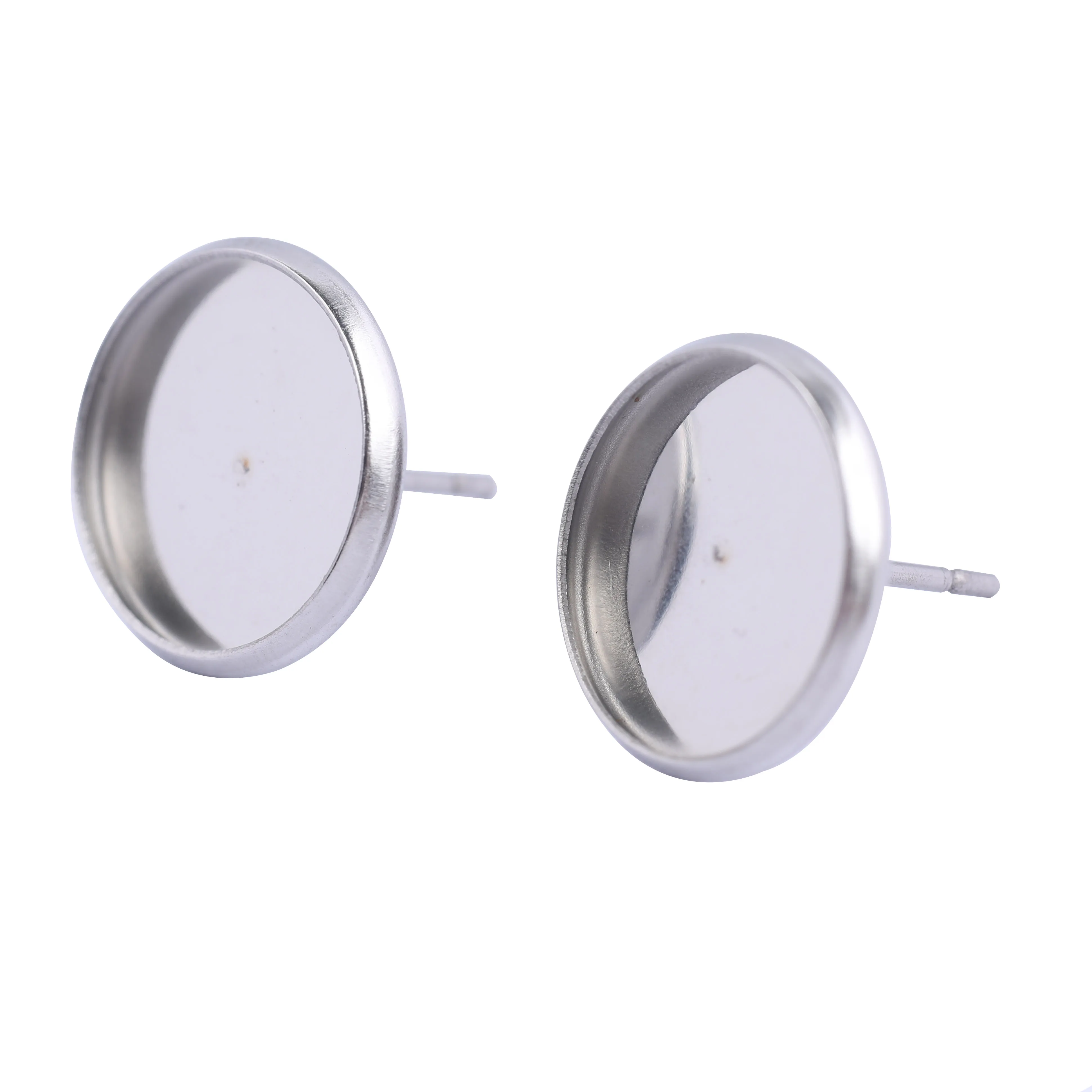 40pcs 8mm 10mm 12mm Stud Earring Base Settings Stainless Steel Cabochon ...