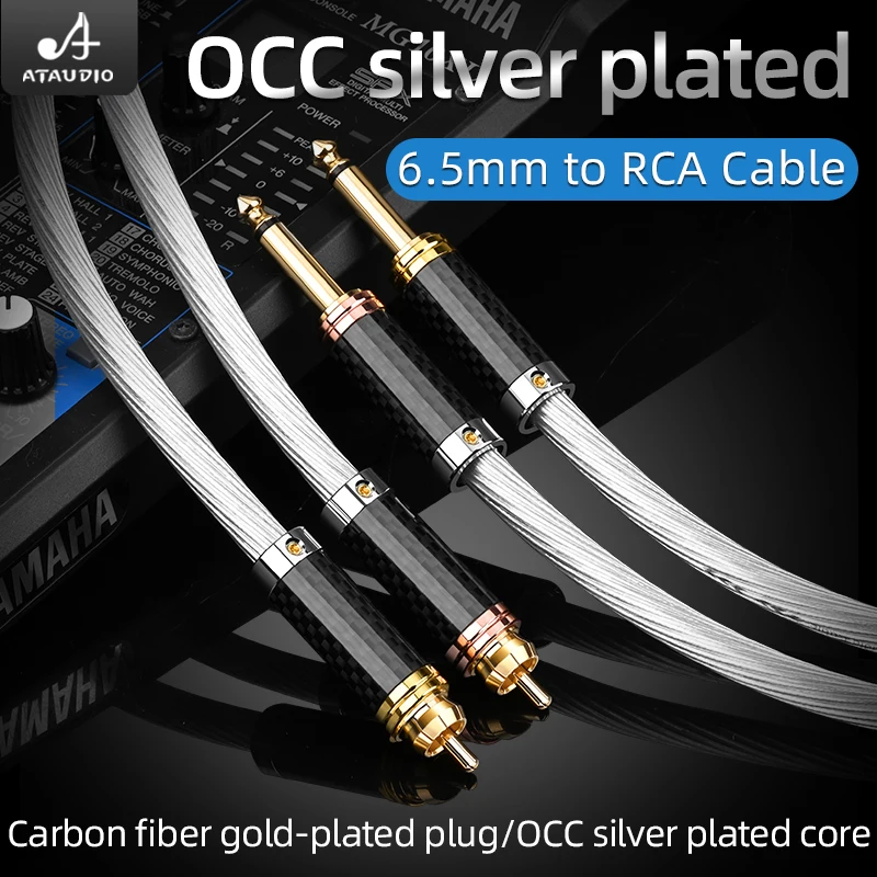 Hifi 6.5mm to RCA Aduio Cable Hi-end OCC Silver-plated Dual 6.5 to 2RCA ...