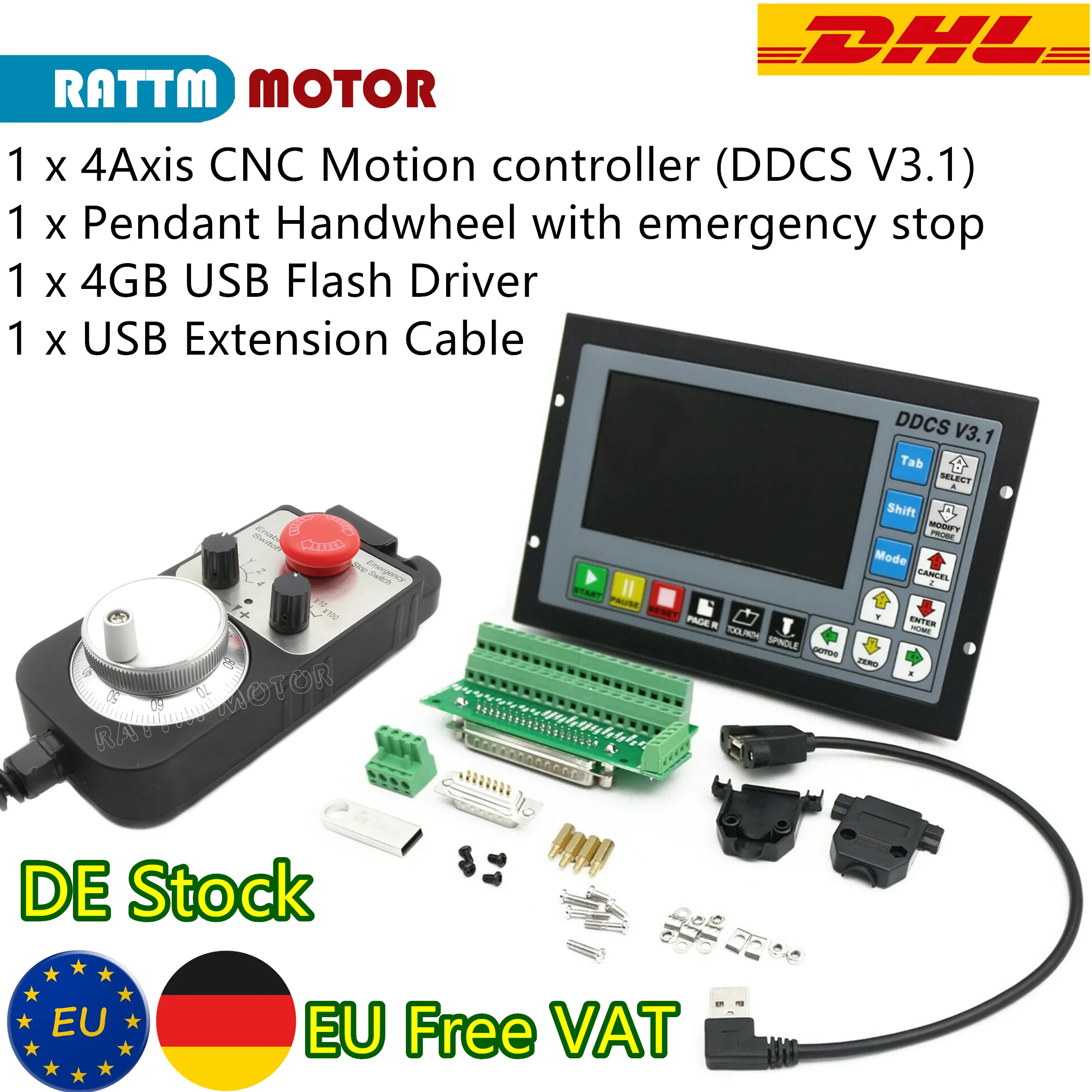 「EU Free」DDCSV3.1 4 Axis 500KHz G Code Offline CNC Stand Alone ...