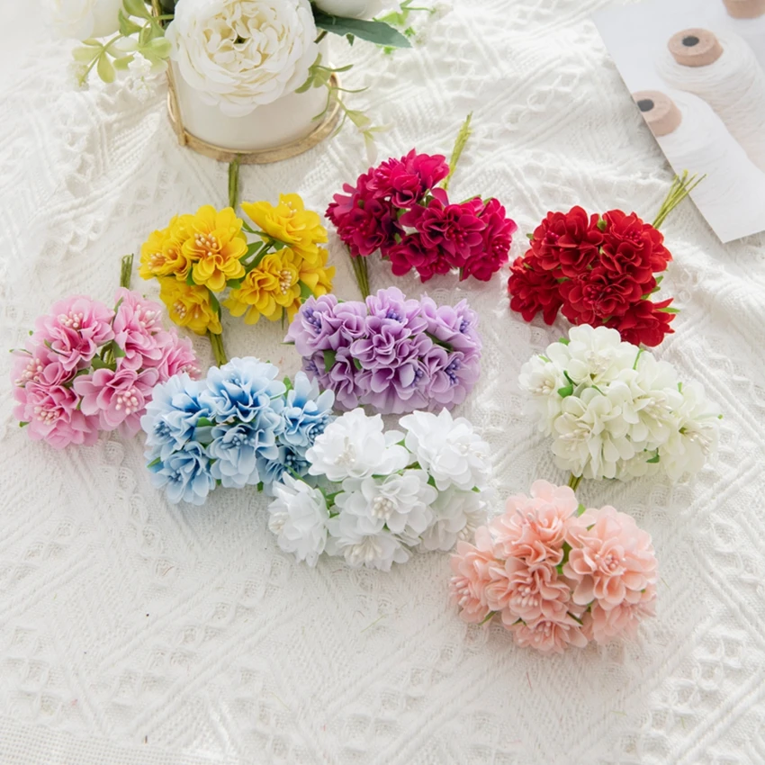 18pcs Artificial Flowers Bouquet Stamen Wedding Party Christmas ...