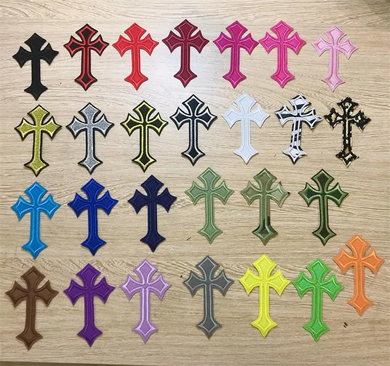 New arrival 10 pcs Black cross mixed colors Embroidered patches iron on ...