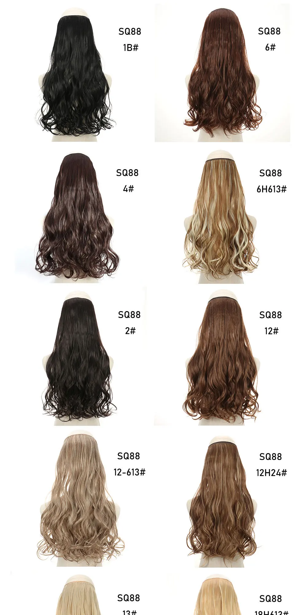 Mèche extensions,Extensions de cheveux synthétiques naturels sans Clip ...