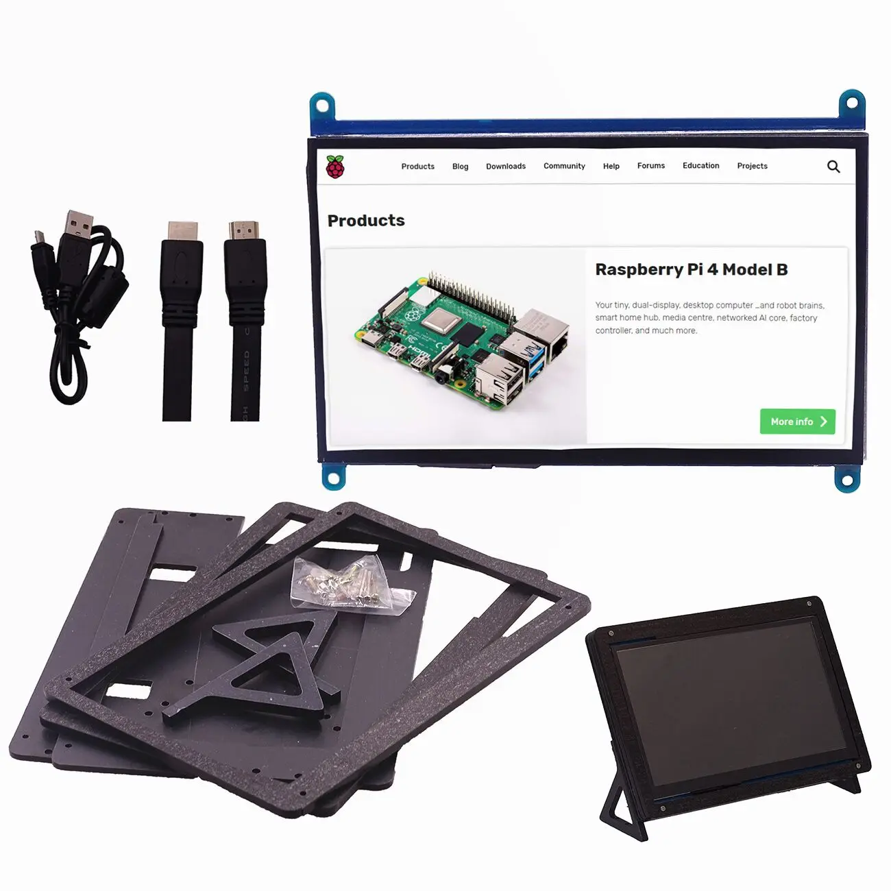 7 Inch Ips Touch Screen For Raspberry Pi 4, 1024x600 Capacitive Hdmi Lcd Touchscreen Monitor ...