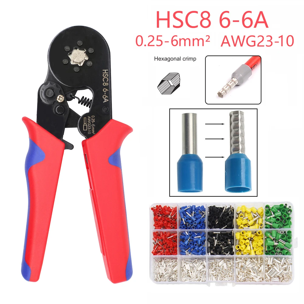 Crimp Wire Ferrules Kit Hexagonal Sawtooth Ratchet Crimping Set Wire ...