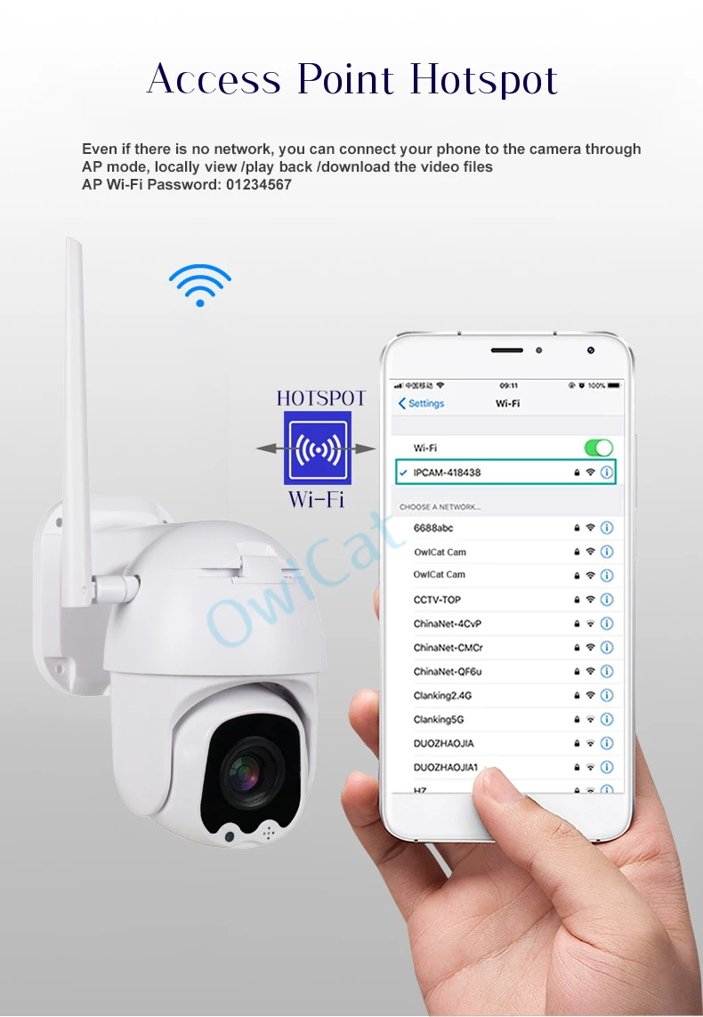OwlCat уличная Водонепроницаемая беспроводная HD 2MP 5MP Pan Tilt инфракрасная ip-камера Wi-Fi с ...