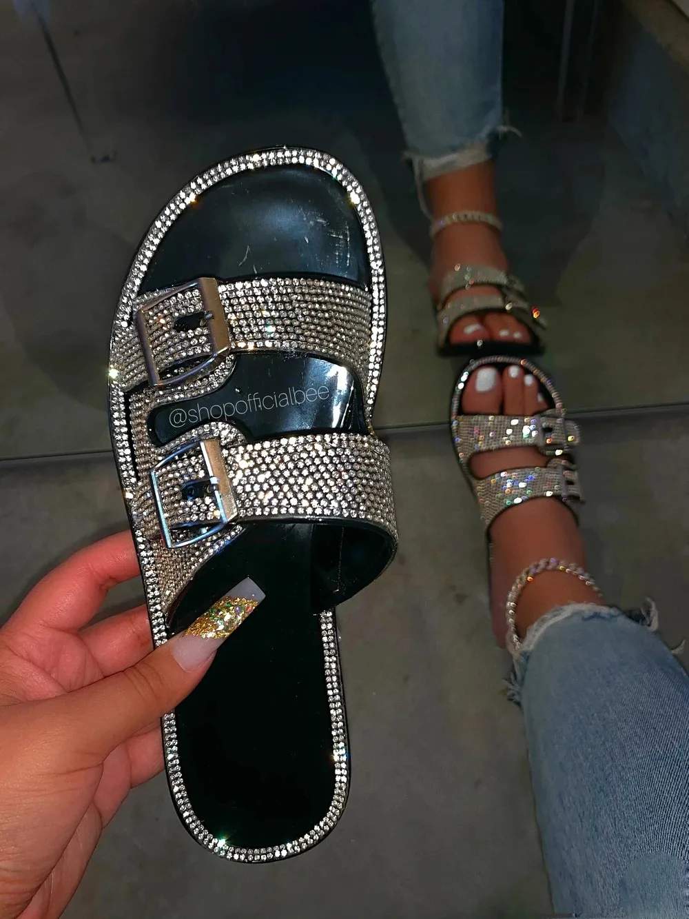 ฤดูร้อนรองเท้าแตะผู้หญิงBling Wedgesรองเท้าผู้หญิงแบนHandmade ...