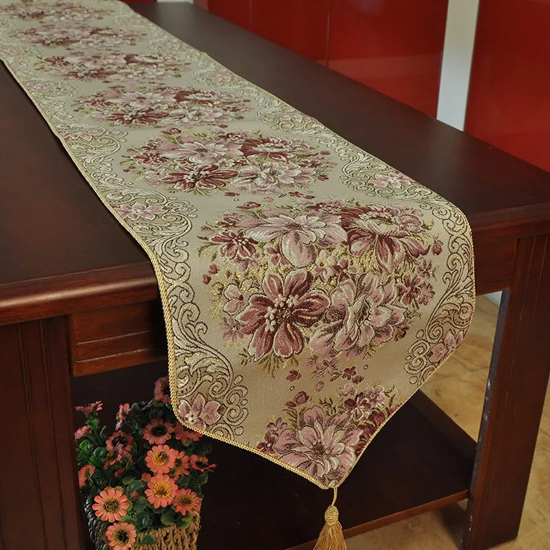 European Luxury Table Runner Embroidery Pastoral Decorative Table ...