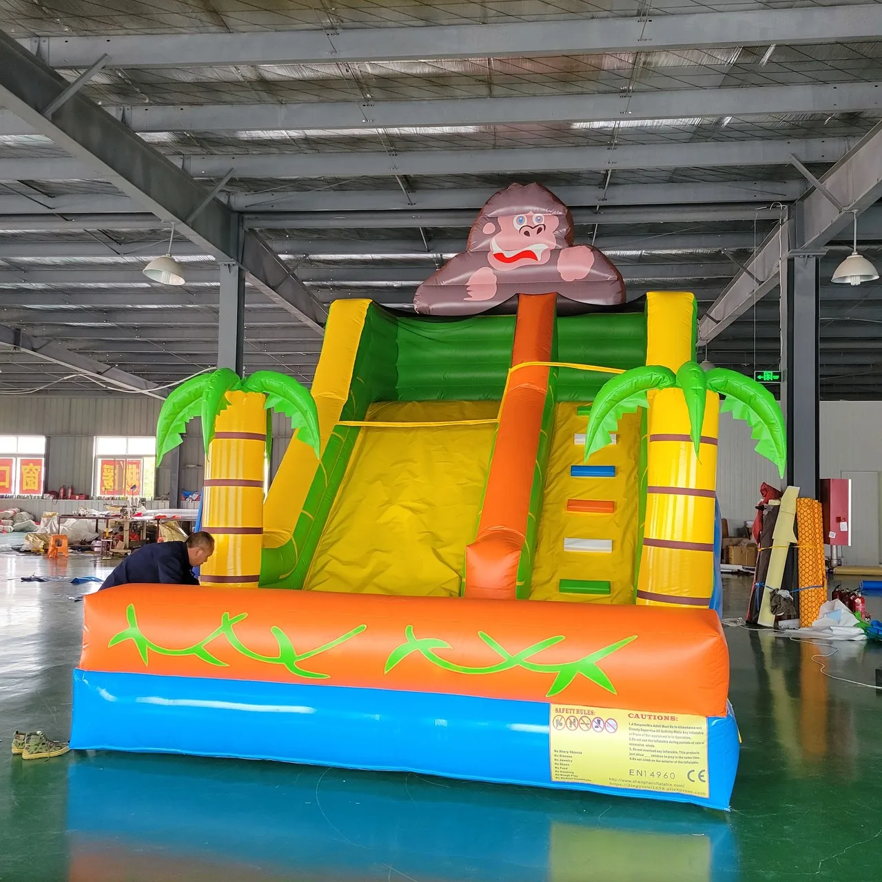 Hot sale Factory Monkey shape customized PVC Inflatable kids slide ...