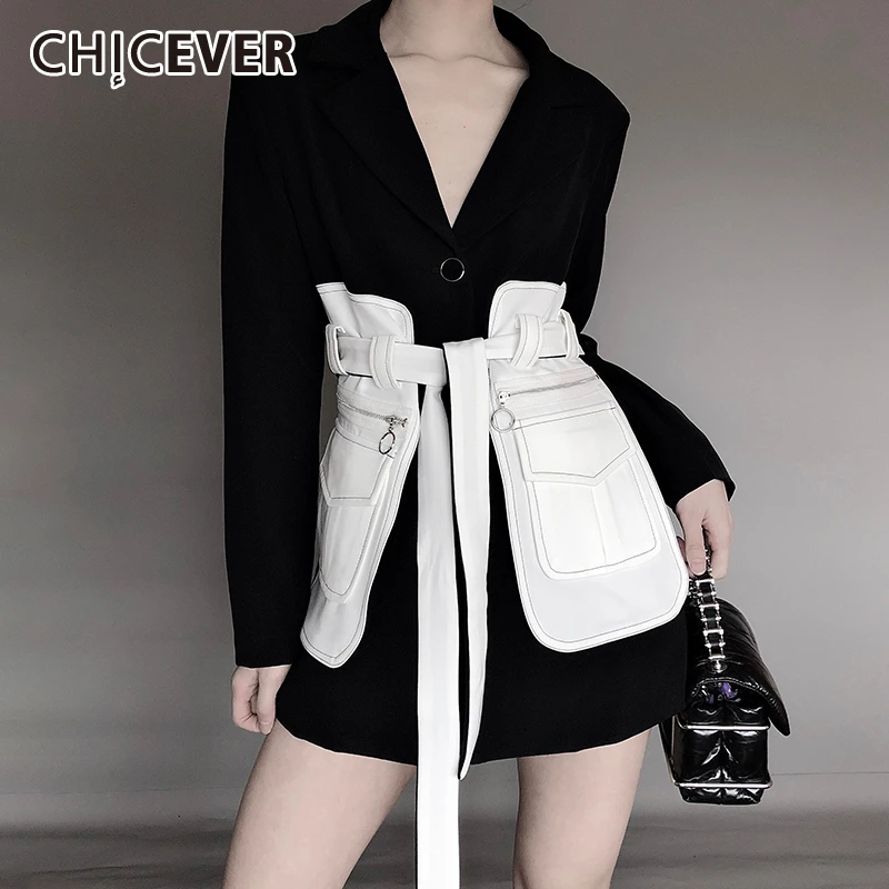 CHICEVER 여성용 패치 워크 블레이저 노치 칼라 긴 소매 레이스 업 히트 컬러 플러스 사이즈 디자이너 코트 여성 20220 ...