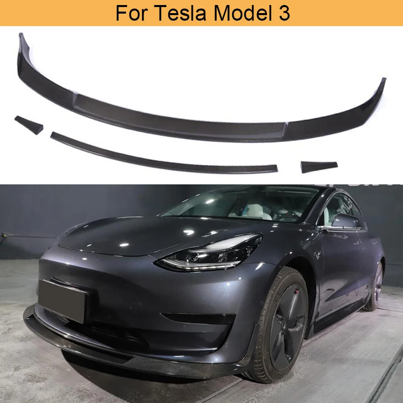 Car Front Bumper Lip Chin Spoiler For Tesla Model 3 2017 - 2019 Front ...