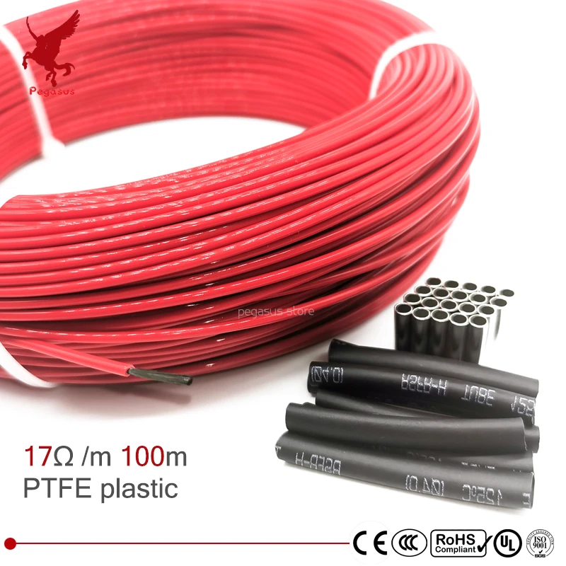 100m 17ohm Multipurpose 24k Ptfe Carbon Fiber Heating Cable 5v-220v ...