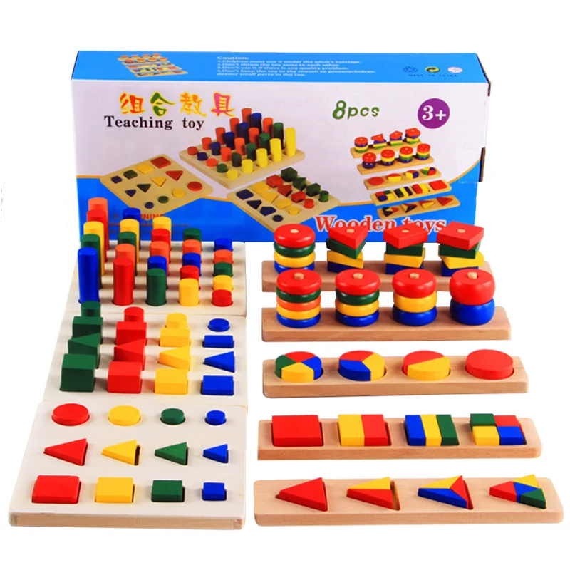 8PC-Set-Montessori-Fine-Motor-Toys-Geometric-Shape-Building-Blocks ...