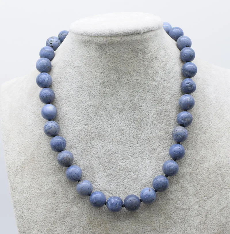12mm colar redondo coral azul e suave 18 polegadas atacado contas fppj ...