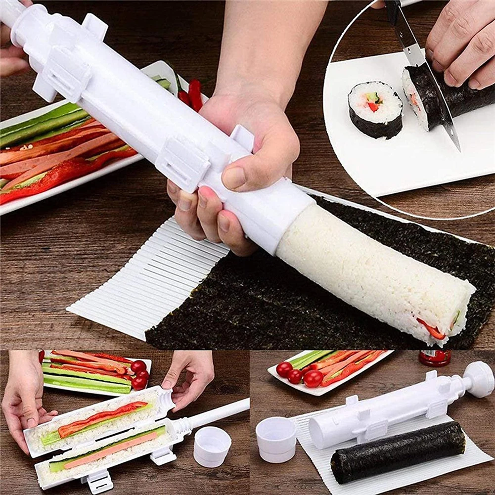 Quick Diy Sushi Maker Set Machine Rice Mold Bazooka Roller Kit ...